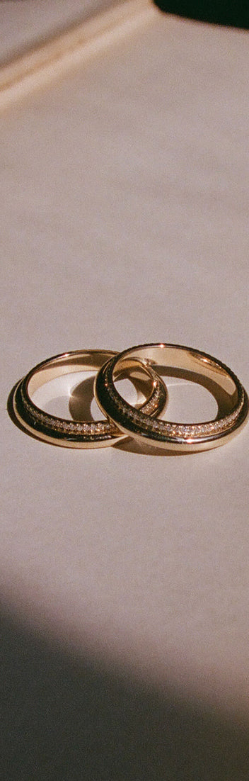 Column Stack Ring with Pavé Diamonds