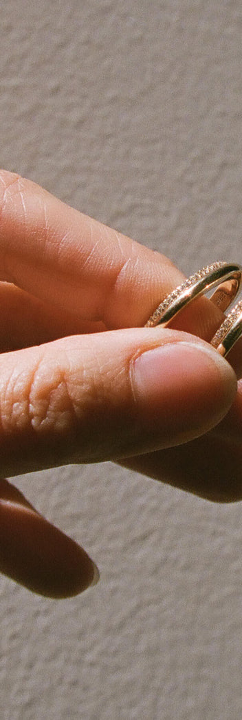 Column Stack Ring with Pavé Diamonds
