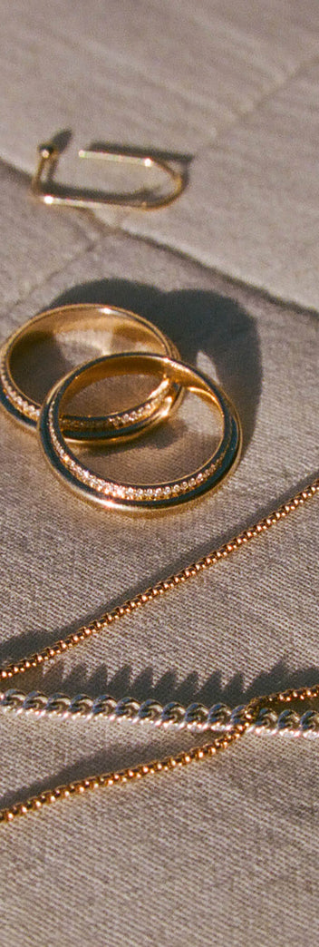 Column Stack Ring with Pavé Diamonds